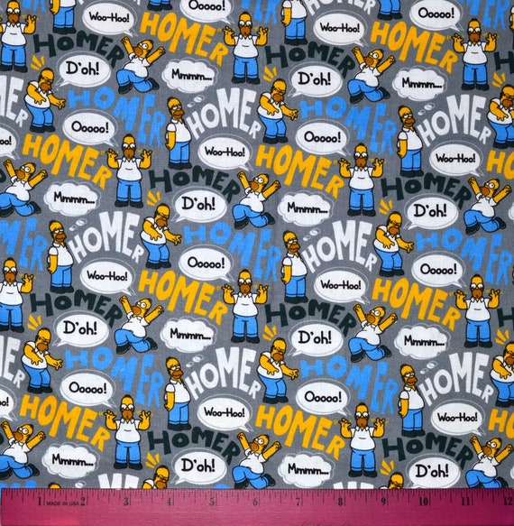HOMER SIMPSONS FABRIC Sold by the Half Yard for Sewing | Etsy