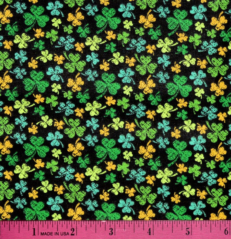 Sale!! BLACK SHAMROCK FABRIC | Sold by the Half Yard! | Continuous Cut ...