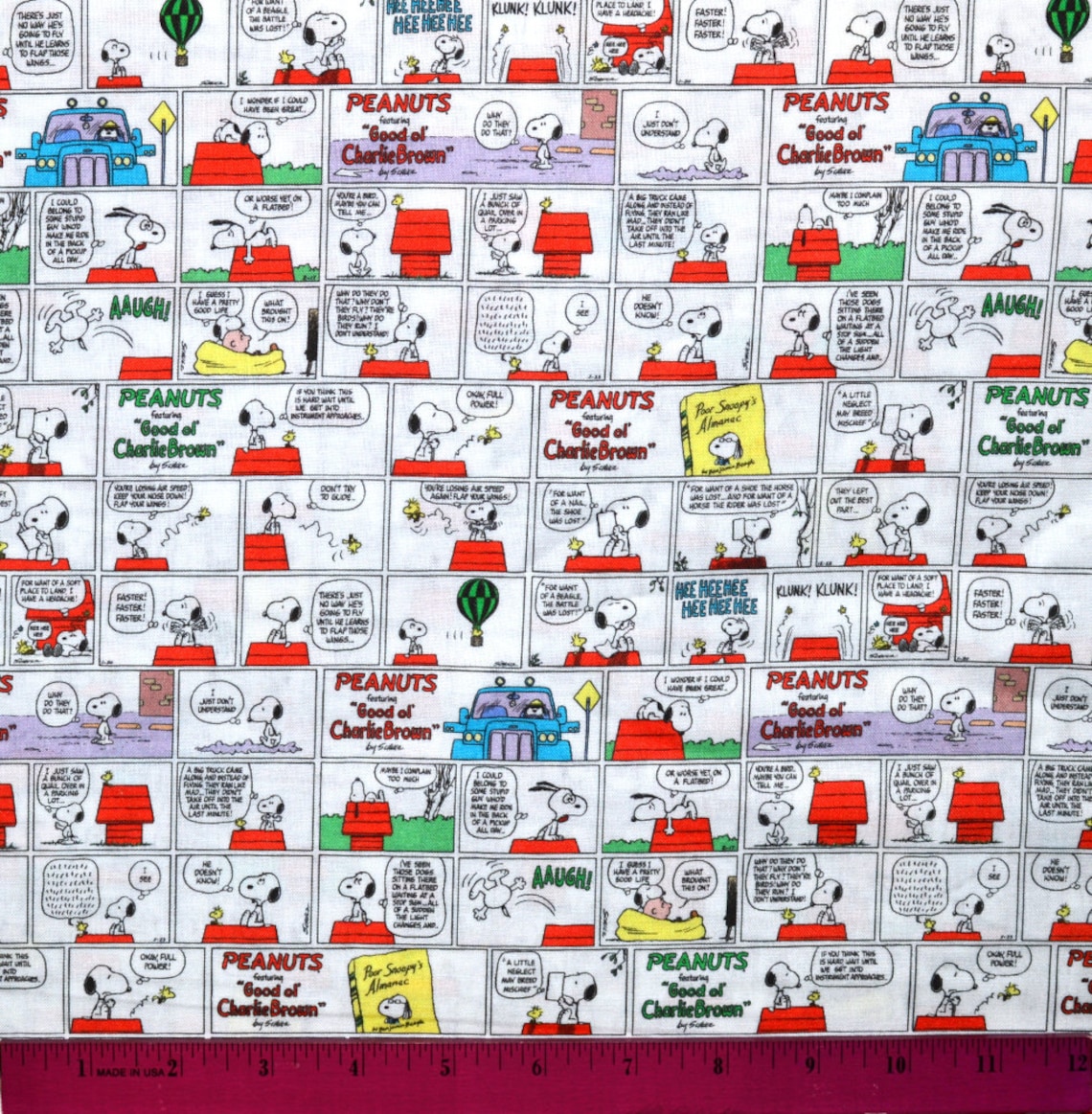PEANUTS COMIC Strip FABRIC Sold by the Half Yard - Etsy