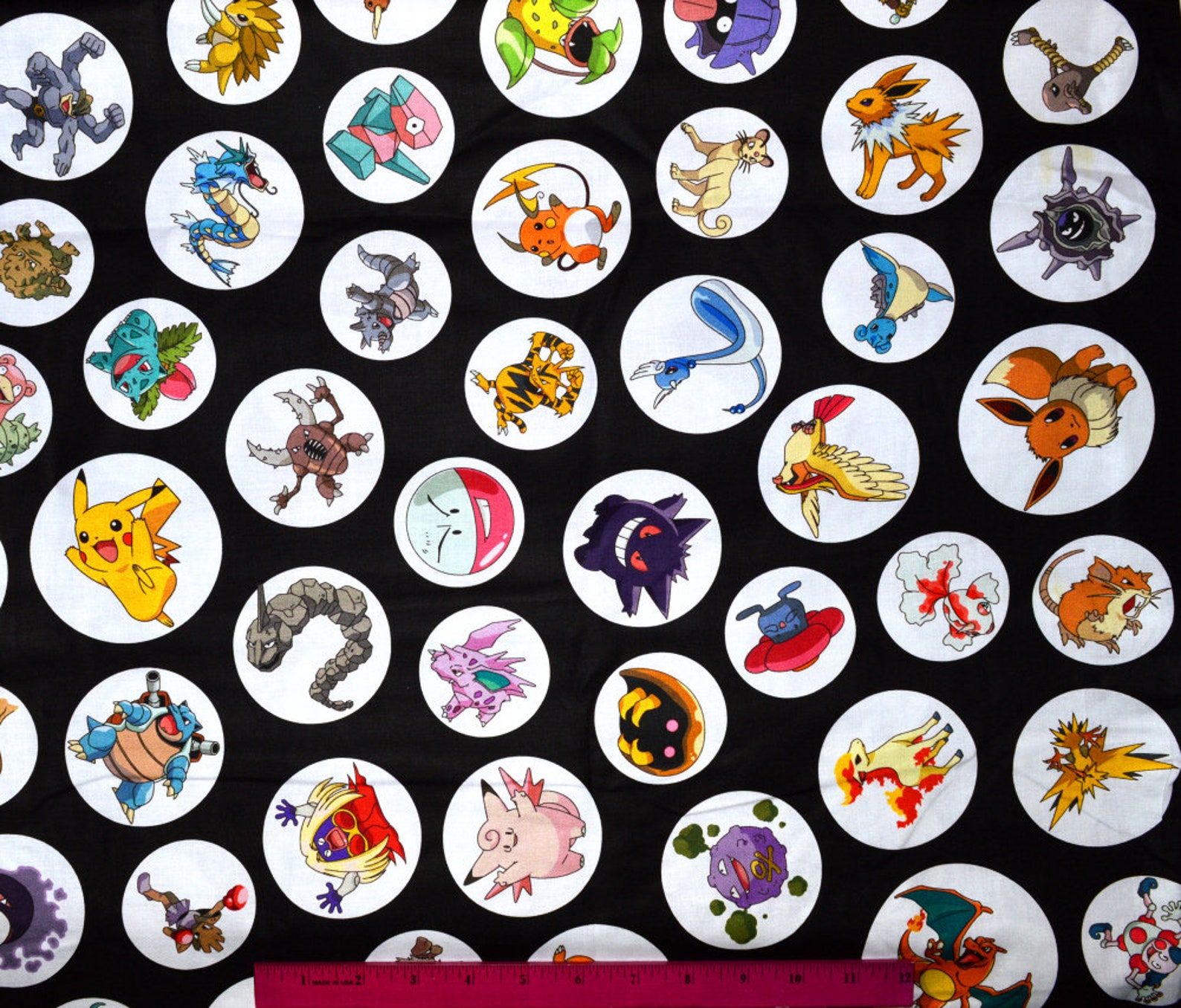 BLACK POKEMON FABRIC Sold by the Half Yard for Sewing | Etsy