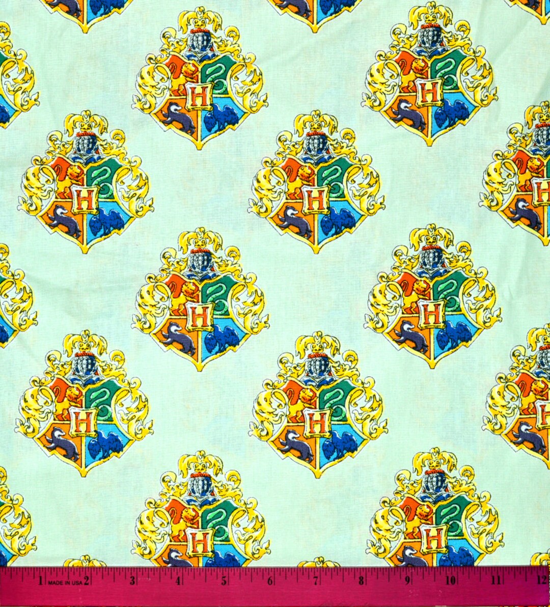 Sale!!! HARRY POTTER FABRIC | Hogwarts Houses Crest | Sold by the Half ...