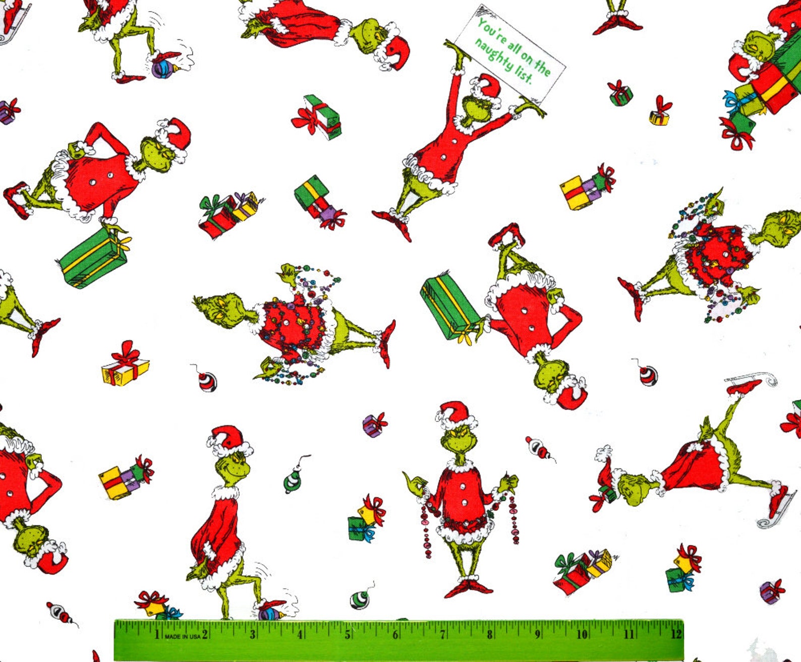Dr. SEUSS GRINCH FABRIC Sold by the Half Yard Continuous - Etsy