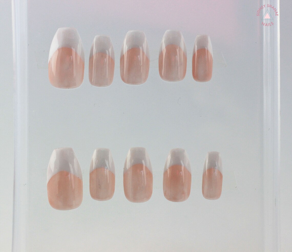 Classic French Tip Set Press on Nails False Nails Matte | Etsy