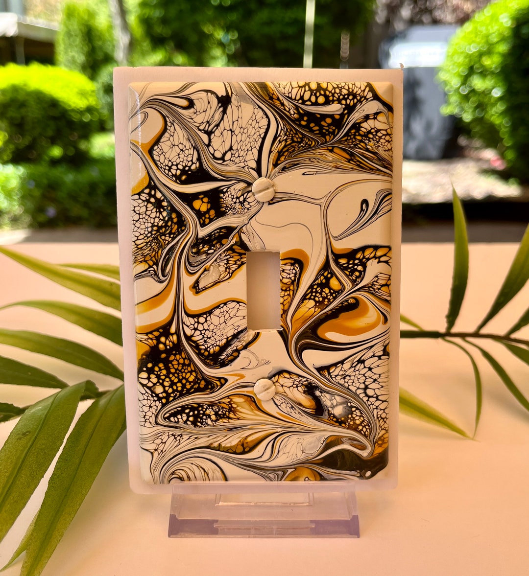 Black, White and Mustard / Light Switch Plate / Painted Switch Covers ...