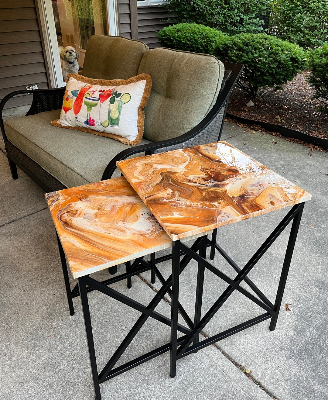 Neutral Colors Nesting End Tables / Epoxy Resin Accent Tables / Tan ...