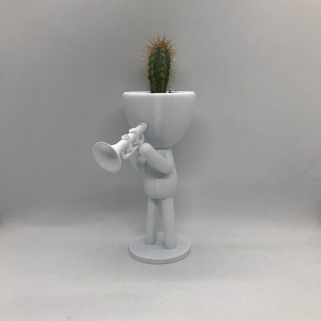 Trumpet Player Head Planter 3D Printed Planter With a Trumpet People ...