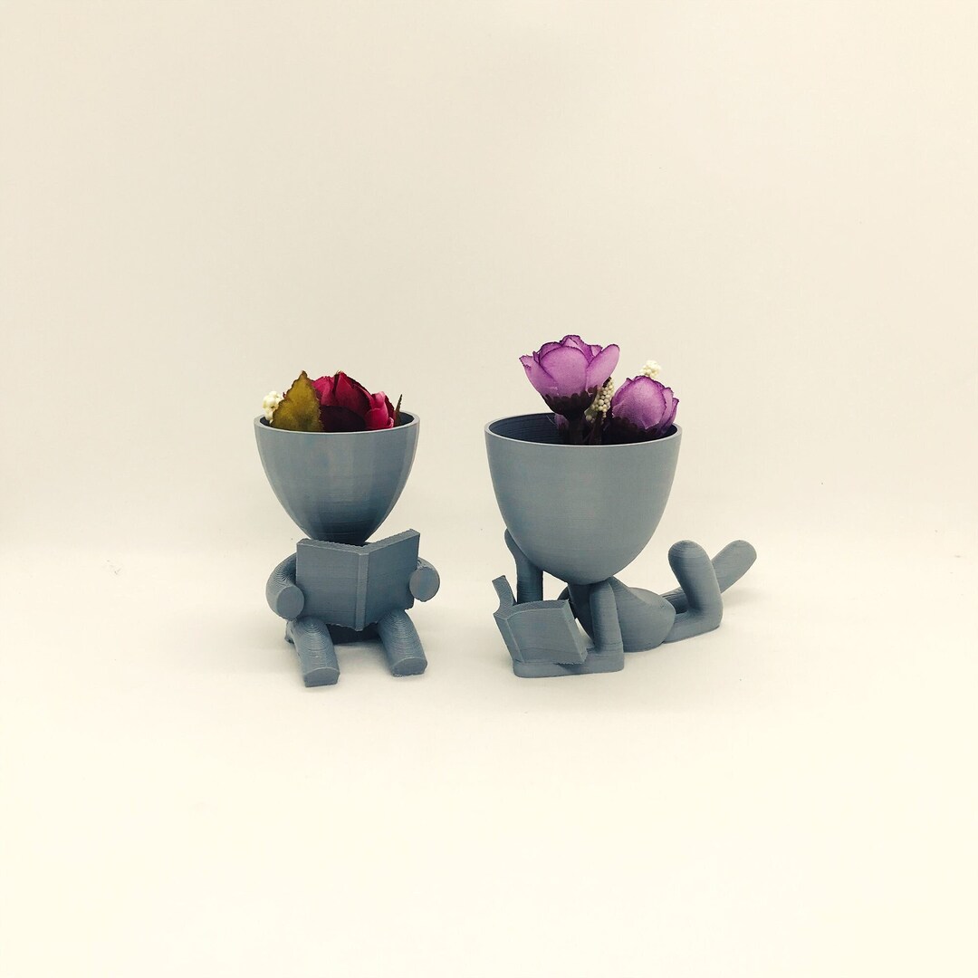 2 Pcs Bookworm Head Planter Set 3D Printed Planter Reading - Etsy