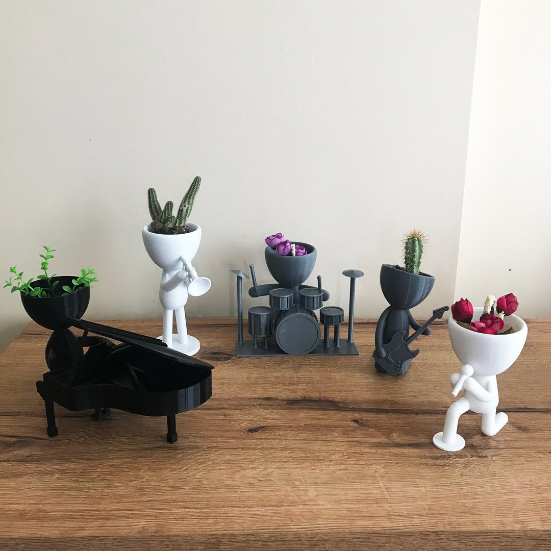 Set of 5 Head Planters 3D Printed Planter Music Band Music Group People ...