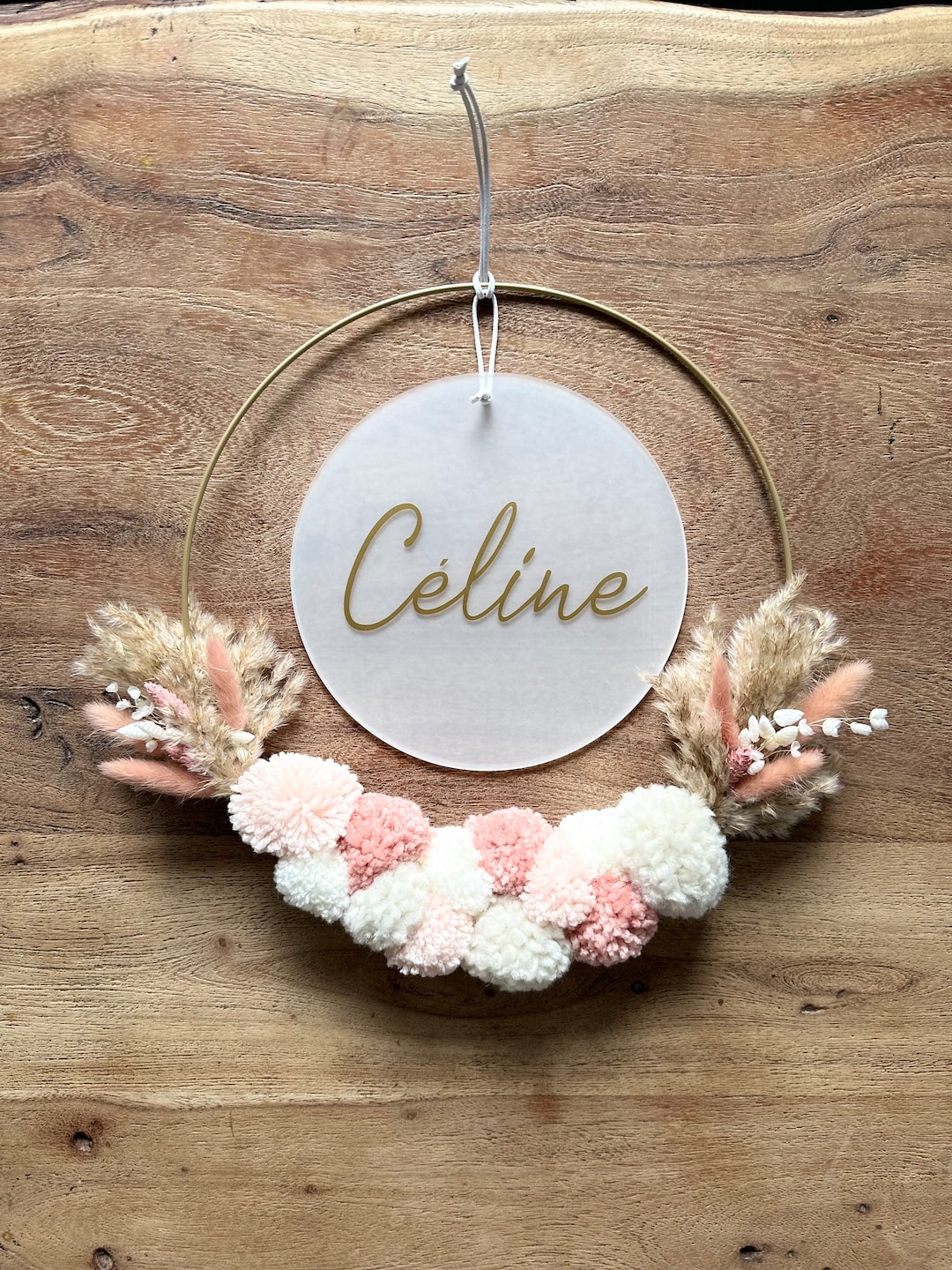 Door Wreath 30 Cm, Name Wreath, Name Plate, Dried Flower Wreath, Door ...