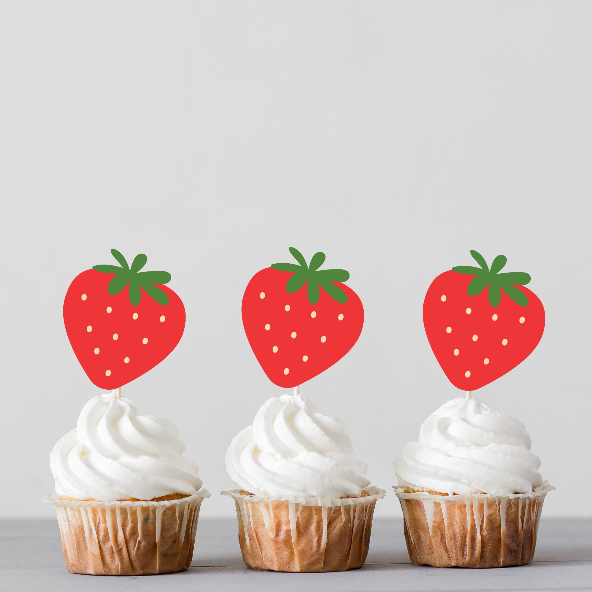 INSTANT DOWNLOAD - Strawberry Cupcake Toppers | Printable Cupcake ...