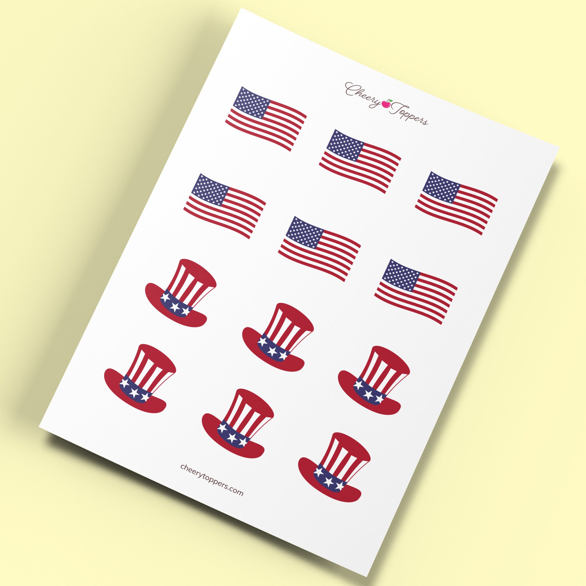 INSTANT DOWNLOAD - American Flag and Uncle Sam Hat, July 4th Cupcake ...