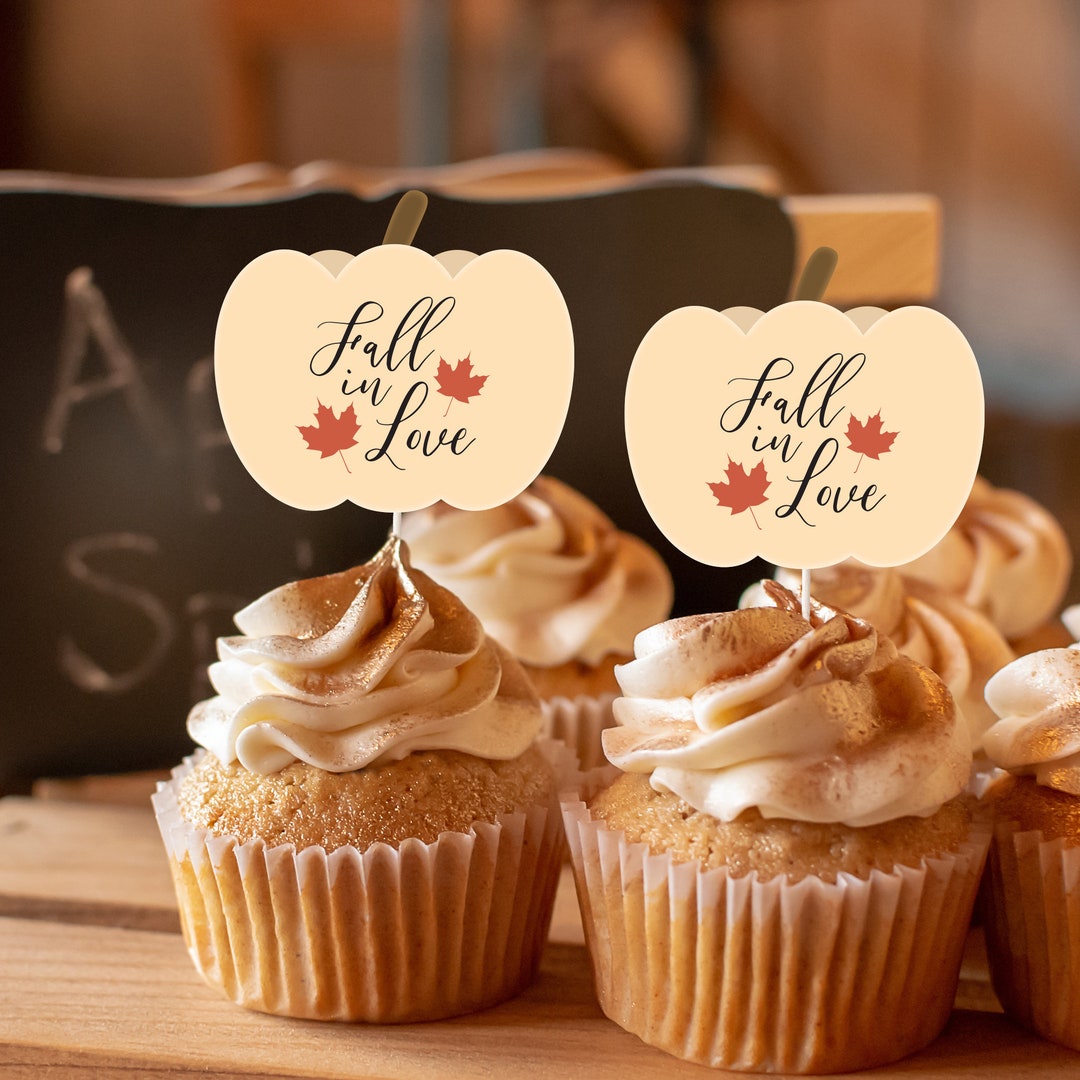 INSTANT DOWNLOAD - "fall in Love" Harvest Pumpkin Autumn Cupcake ...
