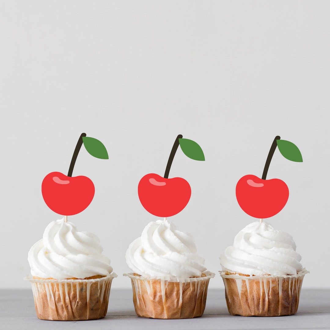 INSTANT DOWNLOAD - Cherry Cupcake Toppers | Printable Cupcake Toppers ...