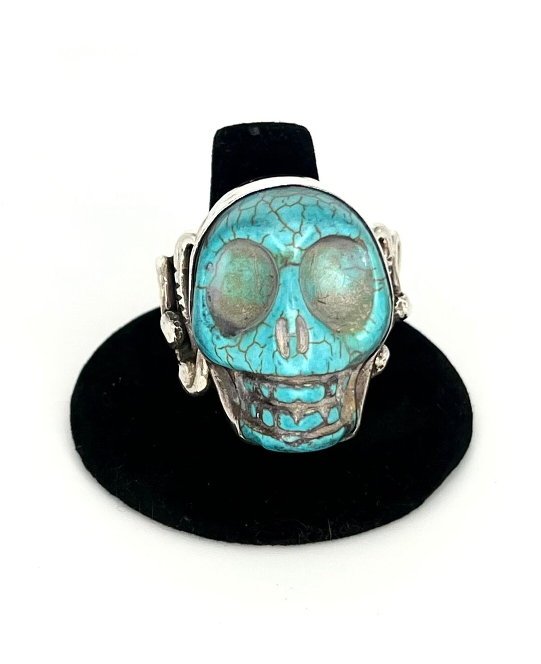 Large Handcrafted Turquoise Skull Ring, Handcrafted by Golden Reign ...