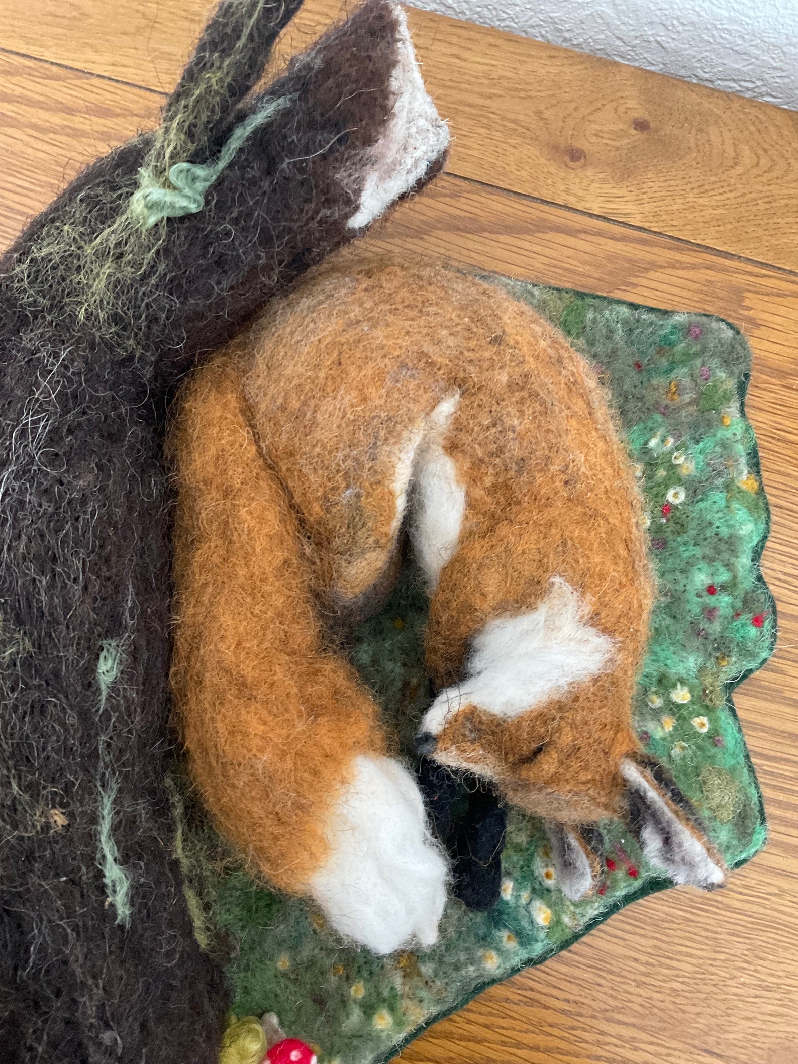 Needle Felted Fox Sleeping on a Lovely Needle Felted Base. - Etsy