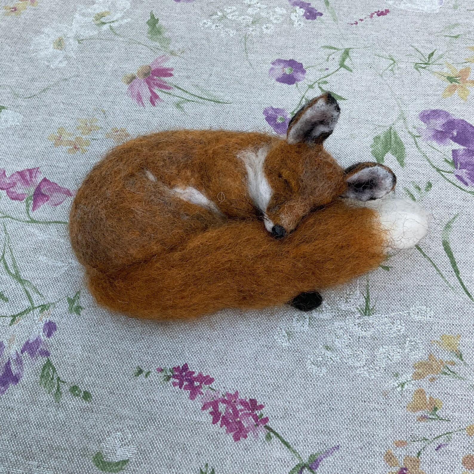 Needle Felted Fox Sleeping on a Lovely Needle Felted Base. - Etsy