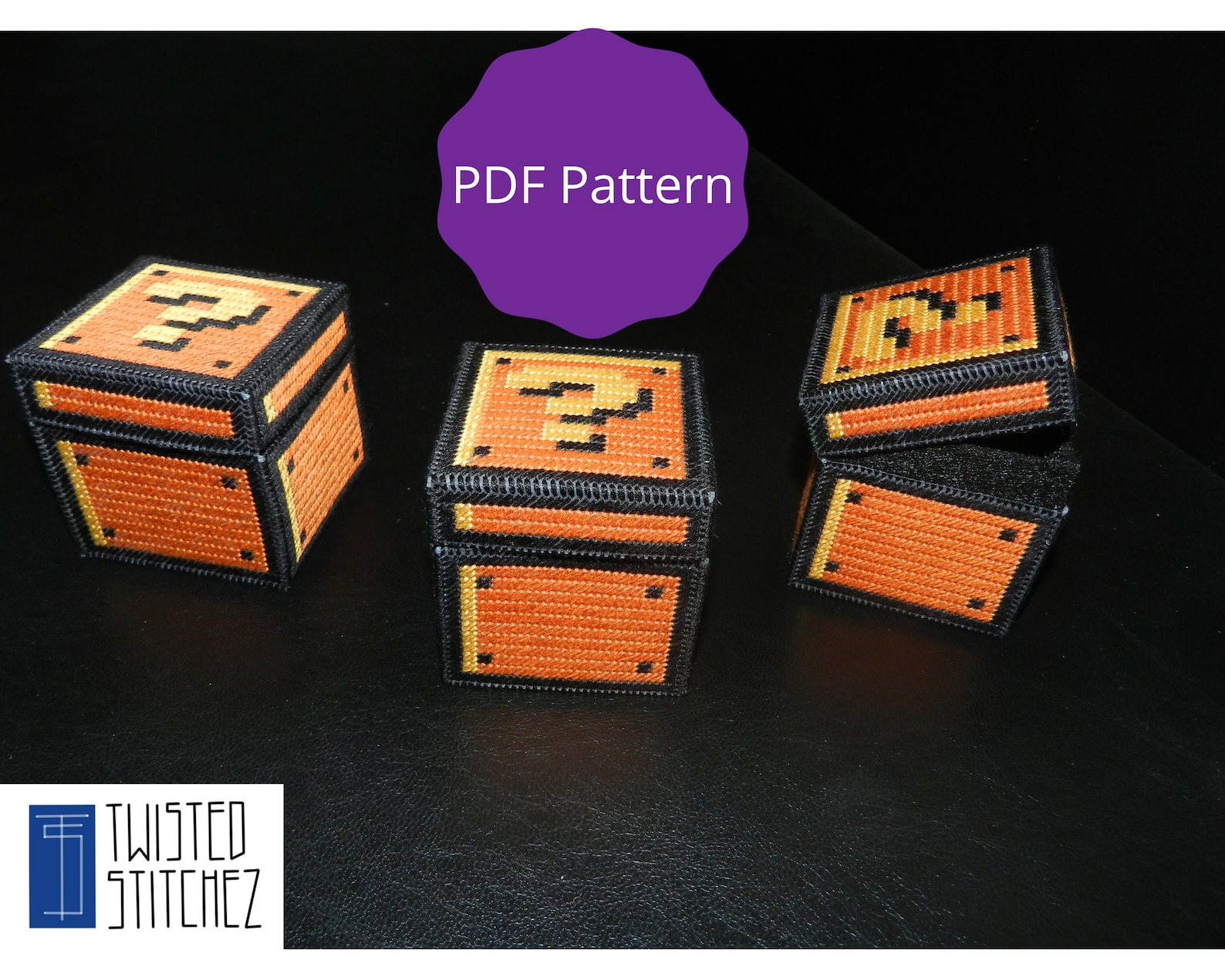 Super Mario Treasure Chest Plastic Canvas Pattern, Embroidery Gift Box ...