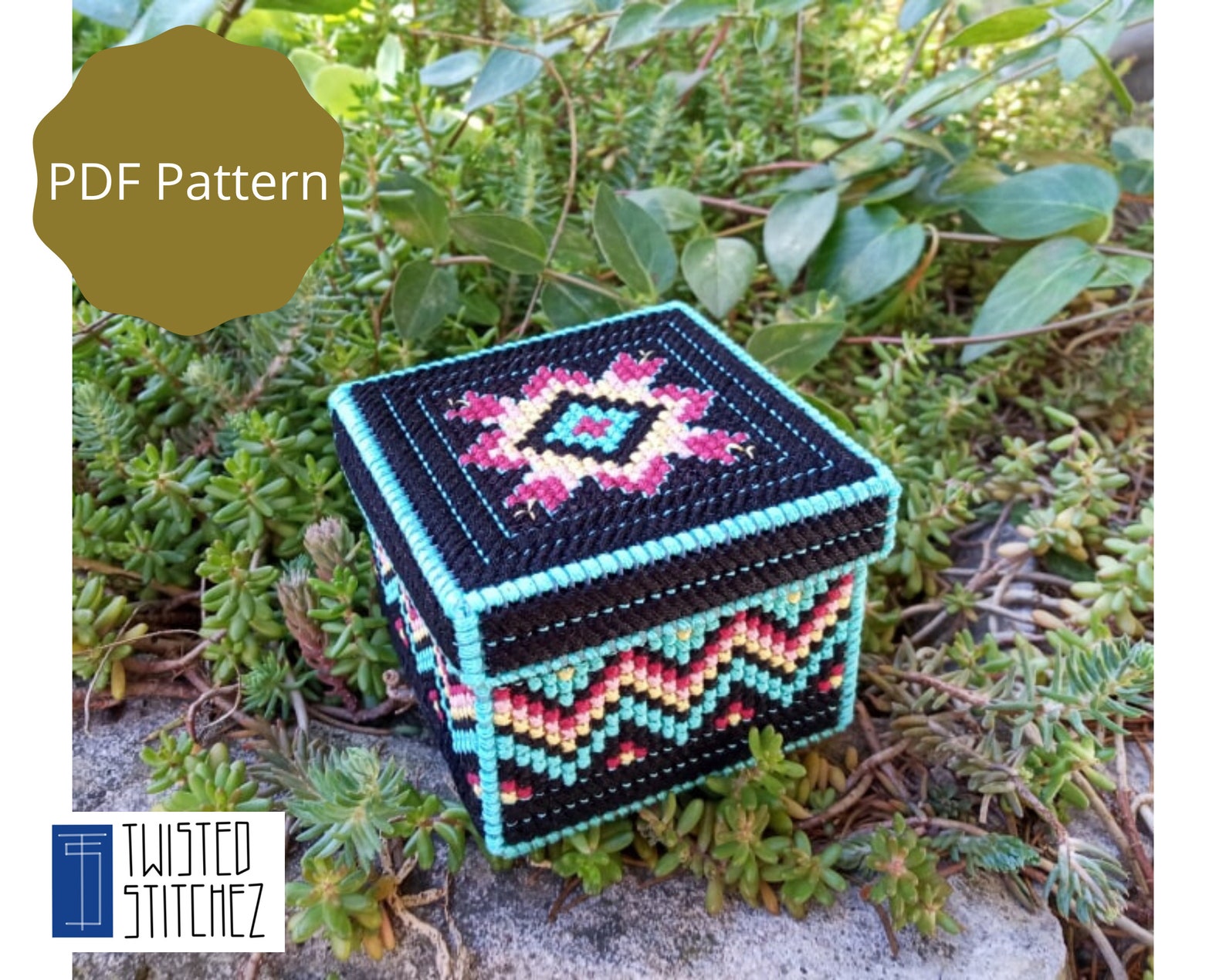 Stylish Black Plastic Canvas Box Pattern, Jewelry Box PDF Chart ...