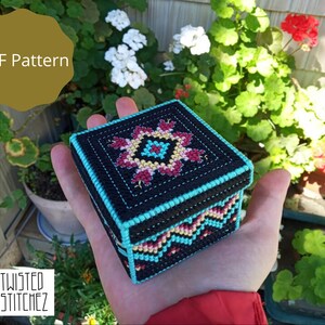 Stylish Black Plastic Canvas Box Pattern, Jewelry Box PDF Chart ...