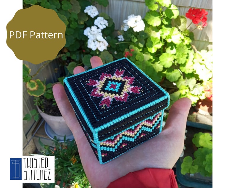 Stylish Black Plastic Canvas Box Pattern, Jewelry Box PDF Chart ...