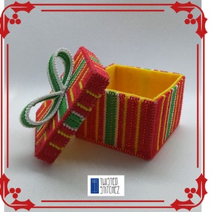 Red Christmas Gift Box Plastic Canvas PDF Pattern, Christmas Decoration ...