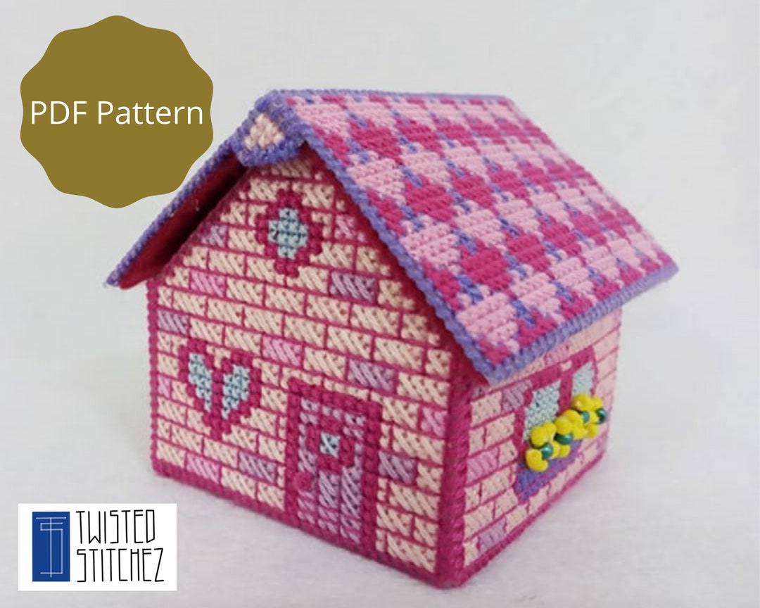 Plastic Canvas House Shaped Box Pattern, Little House on Hearts PDF ...