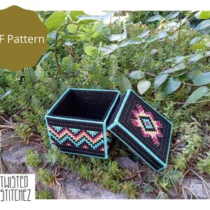 Stylish Black Plastic Canvas Box Pattern, Jewelry Box PDF Chart ...