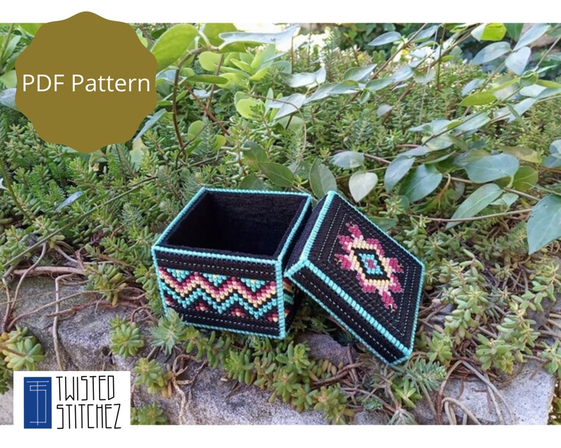 Stylish Black Plastic Canvas Box Pattern, Jewelry Box PDF Chart ...