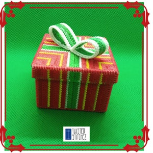 Red Christmas Gift Box Plastic Canvas PDF Pattern, Christmas Decoration ...