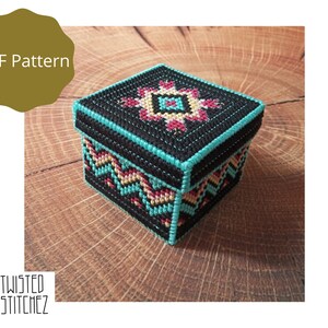 Stylish Black Plastic Canvas Box Pattern, Jewelry Box PDF Chart ...
