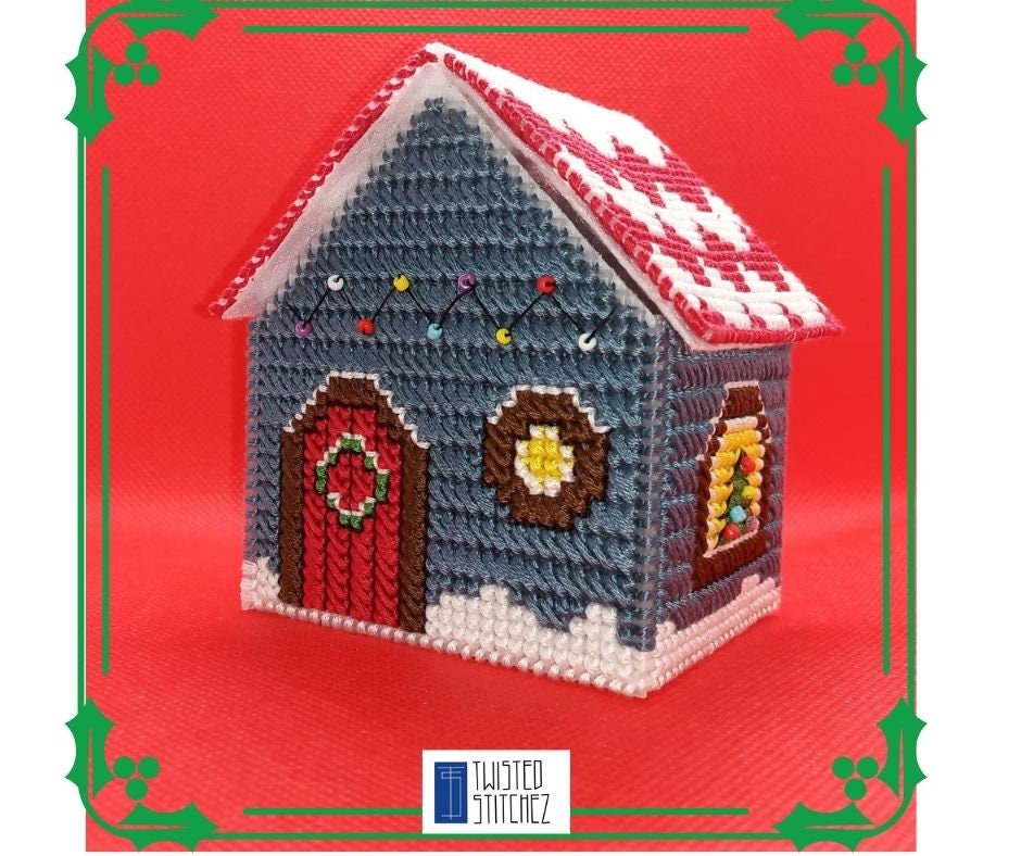 Christmas House Shaped Box PDF Pattern, Plastic Canvas Christmas ...
