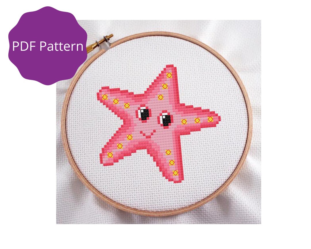 Cute Pink Starfish Cross Stitch Pattern, Easy Nursery Decor PDF ...