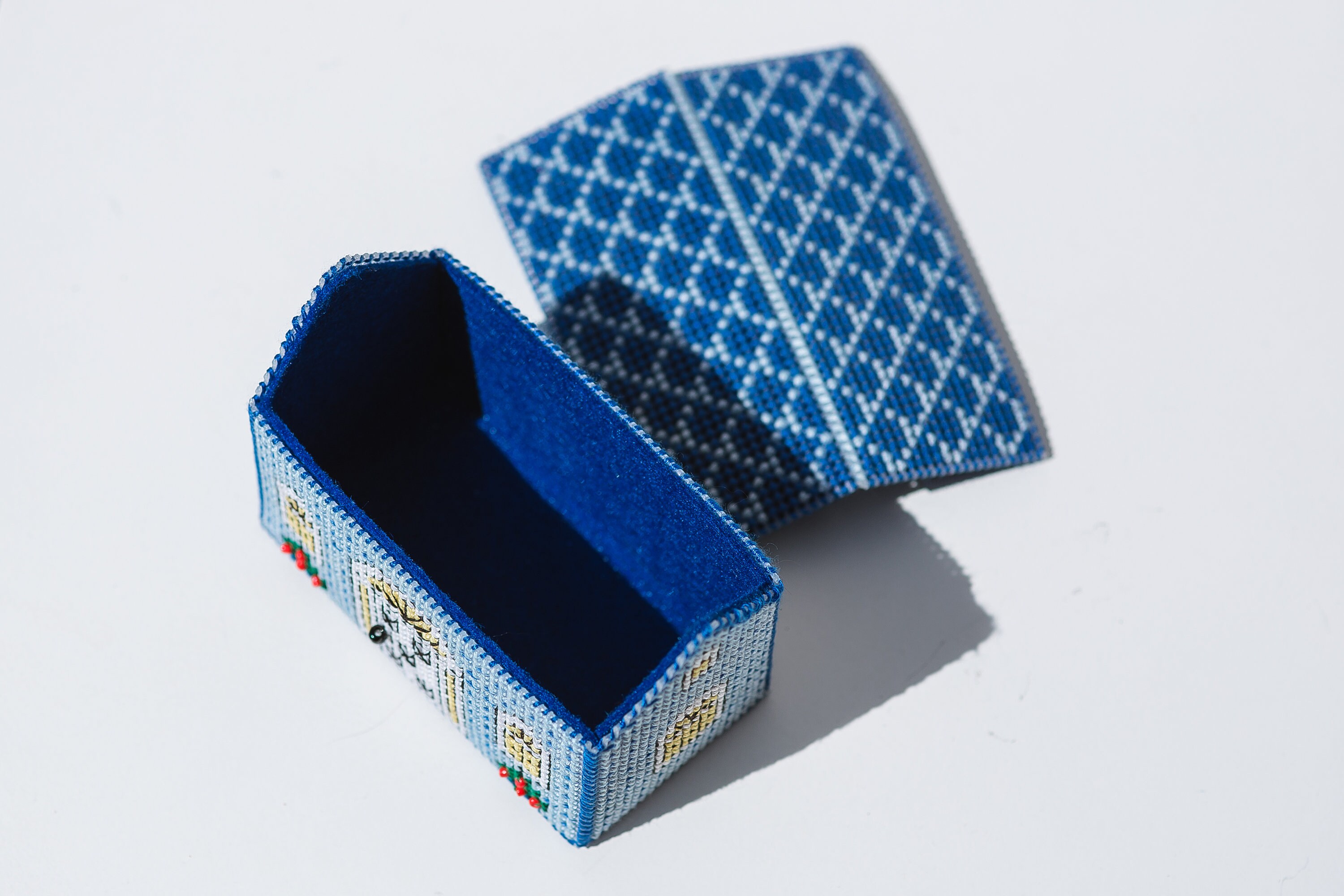 Plastic Canvas House Shaped Box Pattern, Cute Blue House With Cat on ...