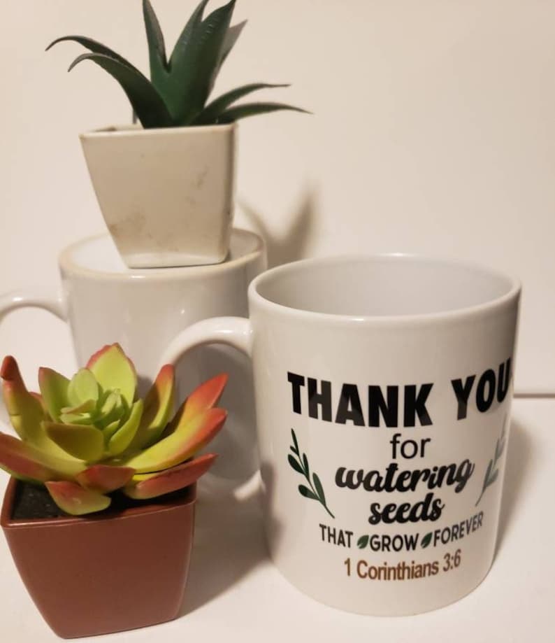 Thank You .. Watering Seeds Bible Conductor Mug 1cor 3:6; JW Gift ...