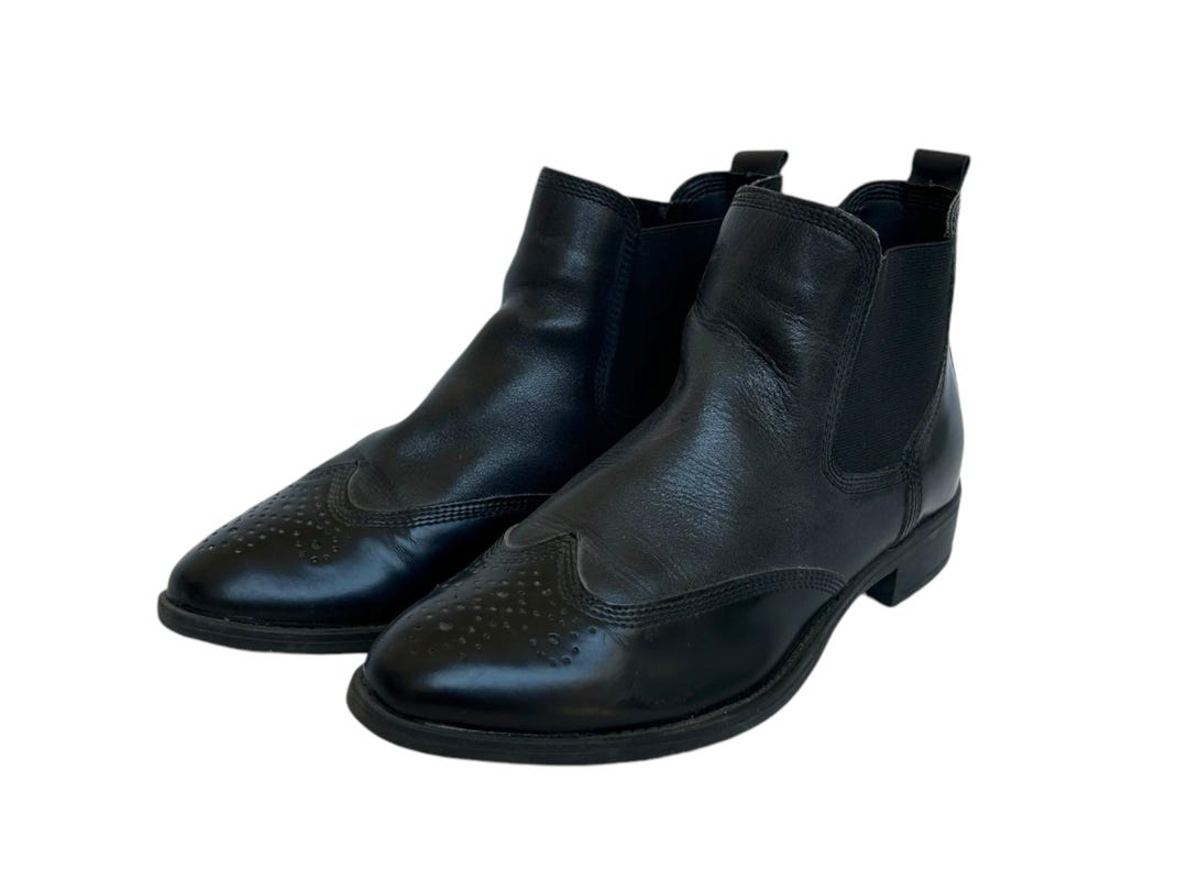 Vintage Black Leather Chelsea Ankle Boots Size 37 EU/ Size UK Women 4 ...