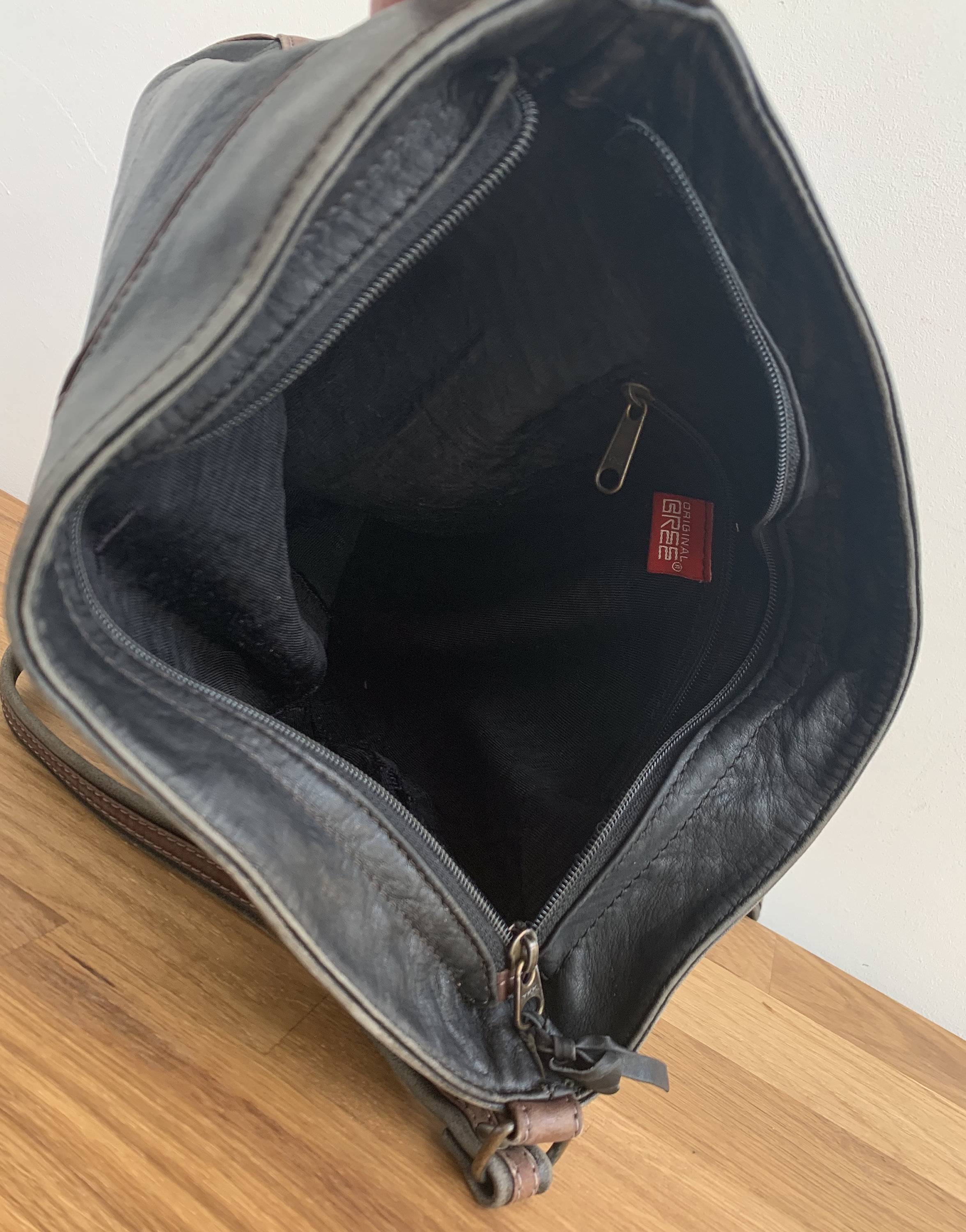 Vintage Distressed Two Tone Black and Brown Leather Shoulder - Etsy