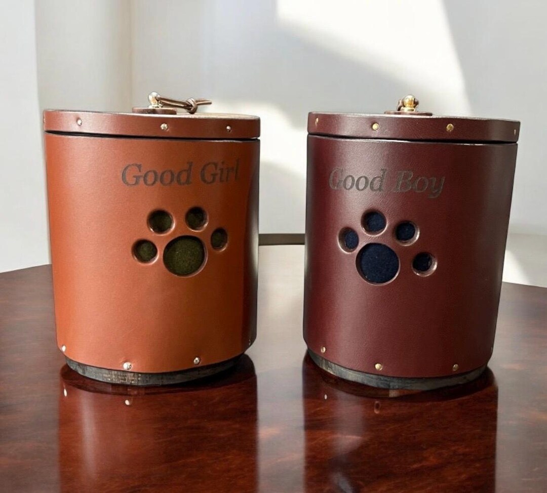 Personalized Leather Dog Treat Pots - Etsy