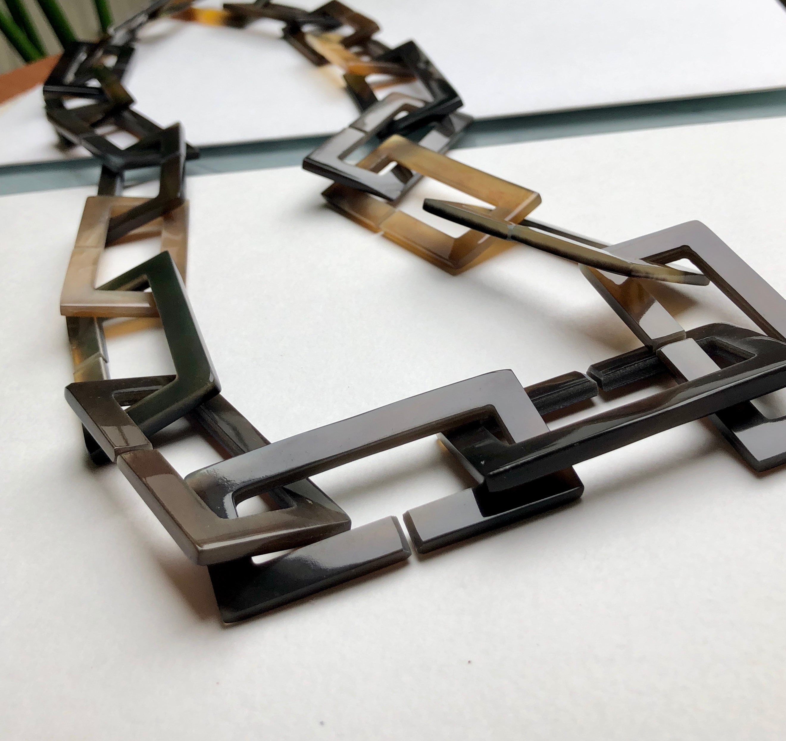 Buffalo Horn Necklace, Chunky Chain Necklace, Water Buffalo Horn ...