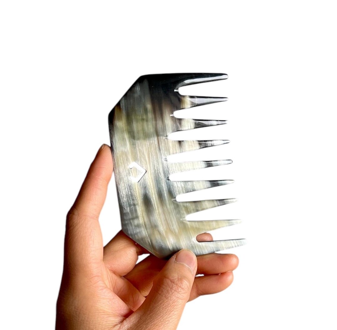 Horn Wide-pointy-tooth Comb With Logo. Hair Brush. Pocket Comb - Etsy
