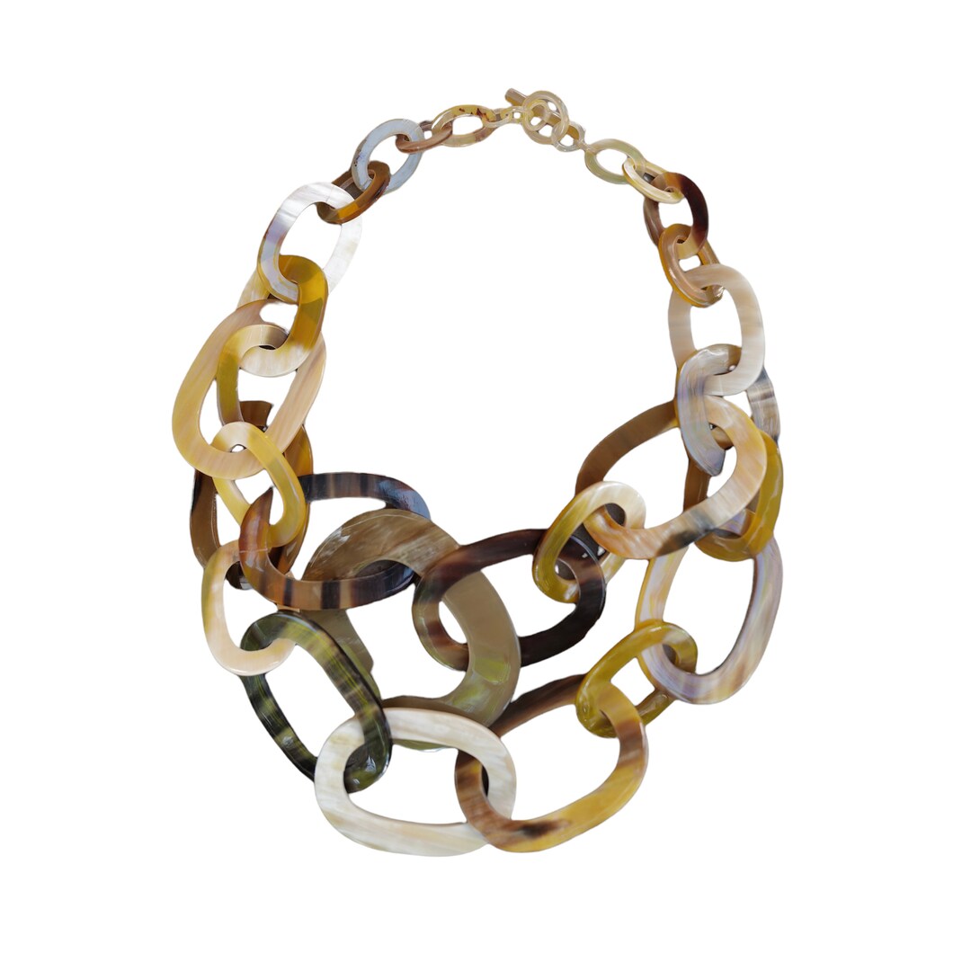 Double Layered Chunky Buffalo Horn Chain, Medium Length, Gift for Her ...