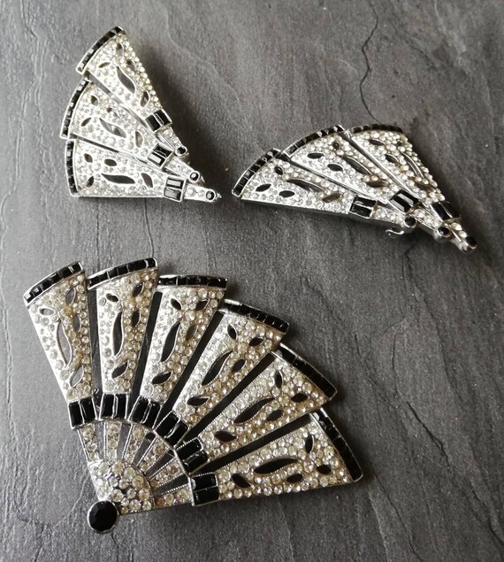 1980's Butler & Wilson Diamante Brooch and Earrings. - Gem