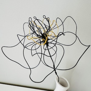 Black Gold Wire Flower / Wire Art / Flower Thing / Flower Arrangement ...