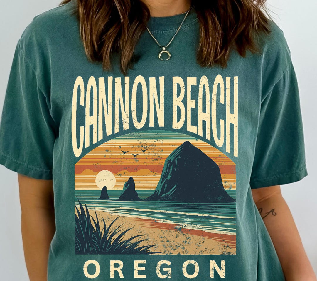 Comfort Colors® Cannon Beach Oregon Tshirt, Retro Beach Gift Tee - Etsy