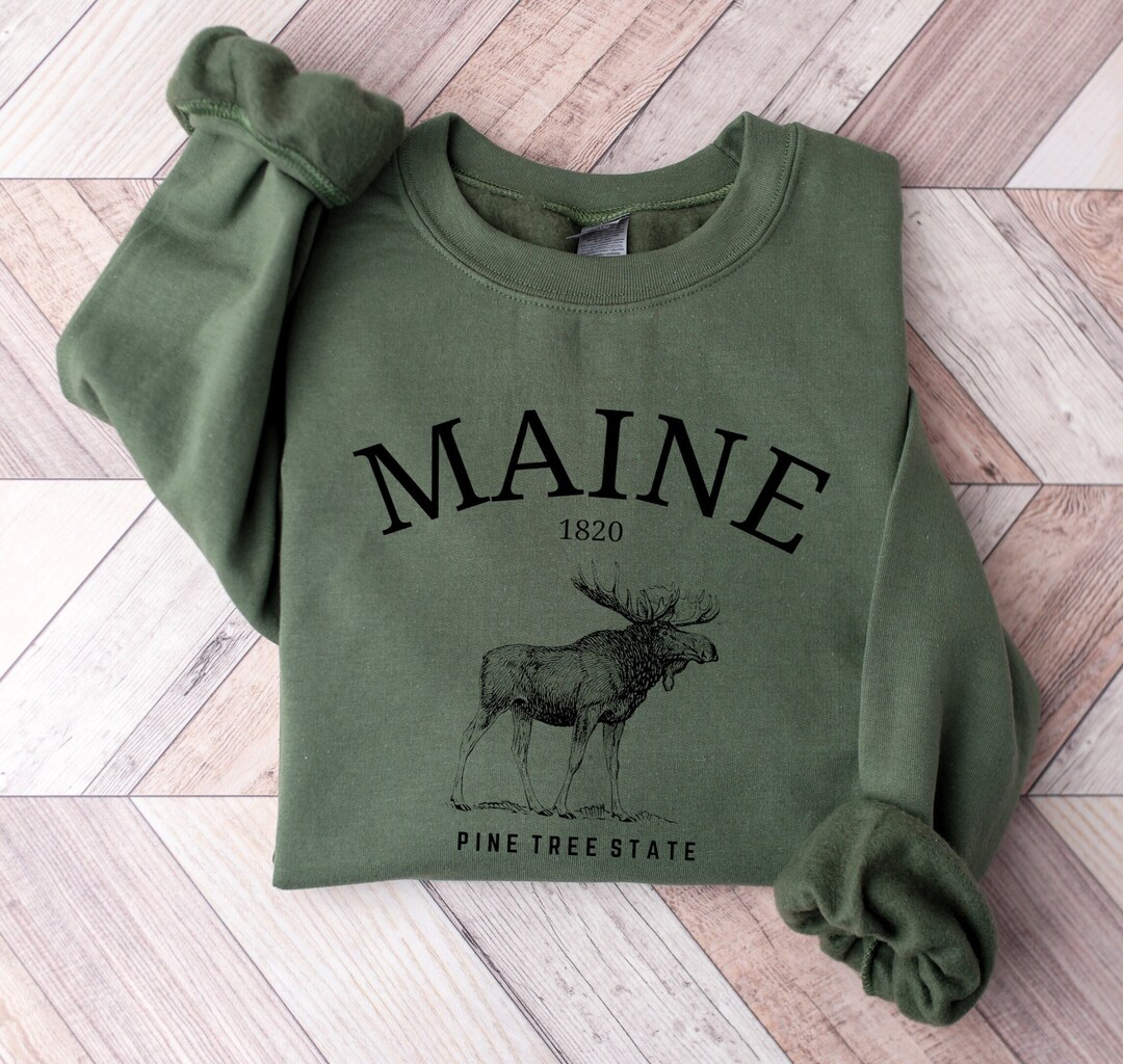 Unisex Maine Moose Crewneck Sweatshirt, Maine Shirt for Women Pullover Gifts - Etsy