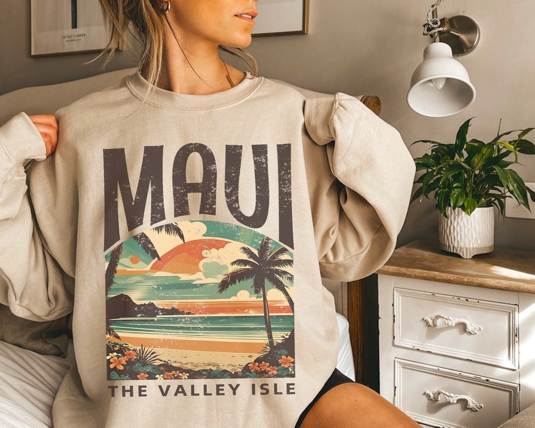 Retro Maui Island Hawaii Beach Crewneck Sweatshirt Pullover Gift - Etsy