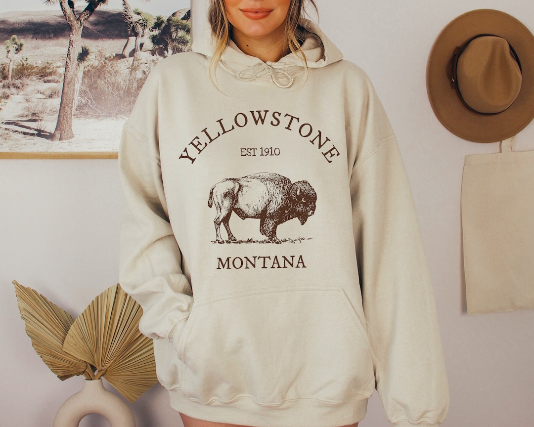 Yellowstone Hoodie Sweatshirt, Womens Montana Shirt, Bison Crewneck ...