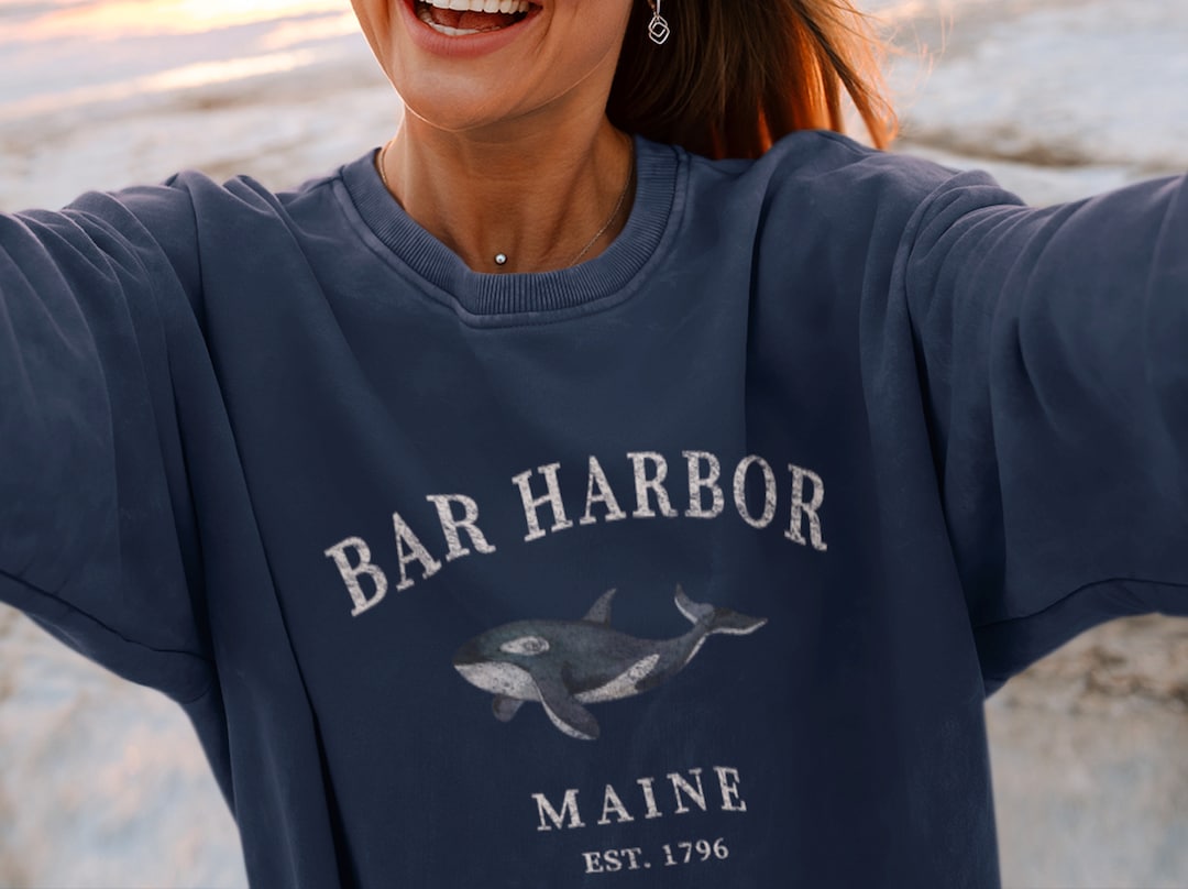 Bar Harbor Maine Sweatshirt, Maine Beach Whale Lover Gift, Maine ...
