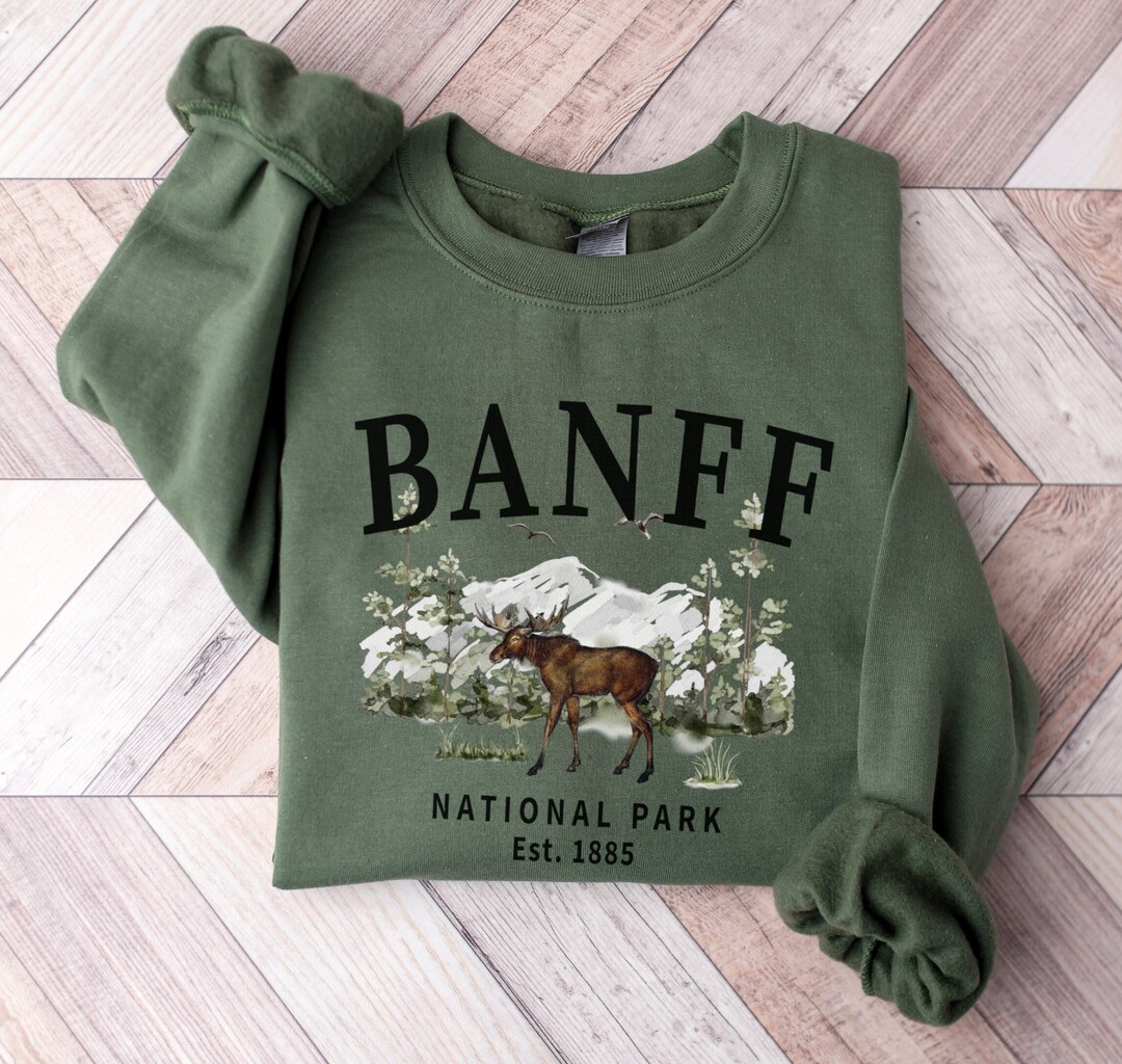 Banff Moose Sweatshirt, Unisex Alberta Canada Crewneck Pullover Shirt ...