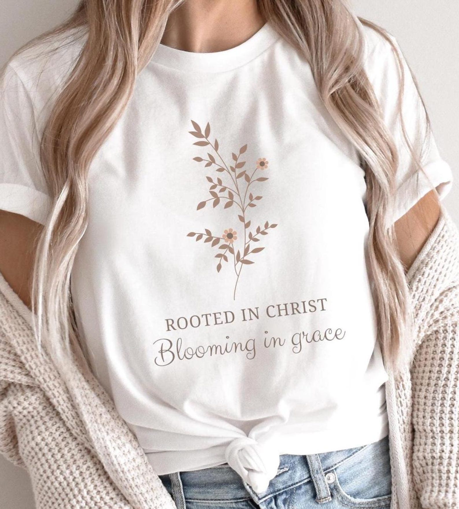 Rooted in Christ Blooming in Grace Floral Christian Tshirt Gift Tee - Etsy