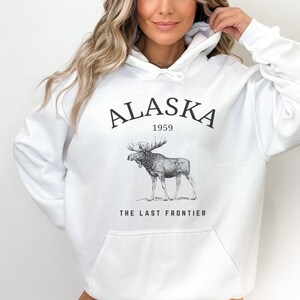 Alaska Moose Hooded Sweatshirt Hoodie, Unisex Alaska Pullover State ...